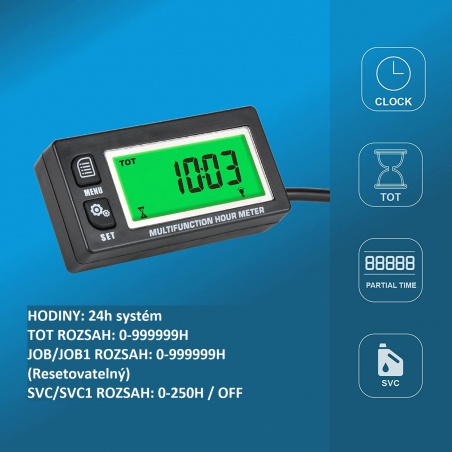 Multifunctional Hour Meter and RPM Gauge, Voltage Measurment, Backlit ...