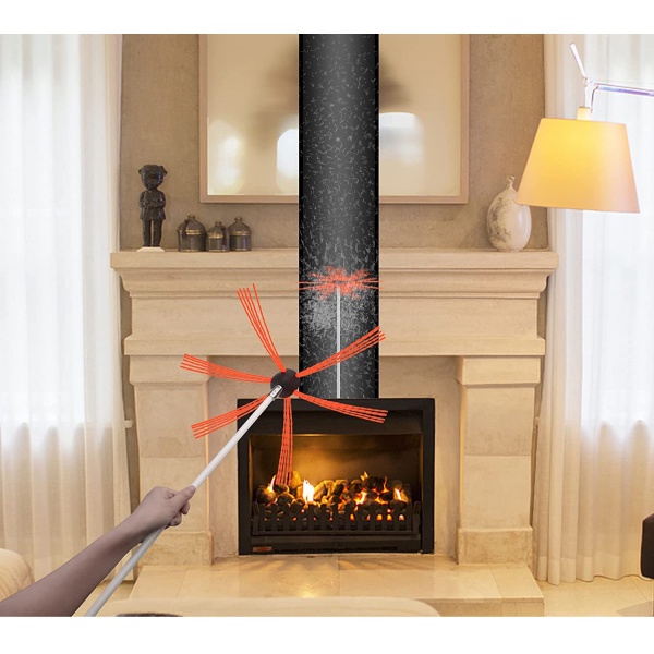 Drill-Driven Rotary Chimney Brush + 10m Rotary Drill Rod