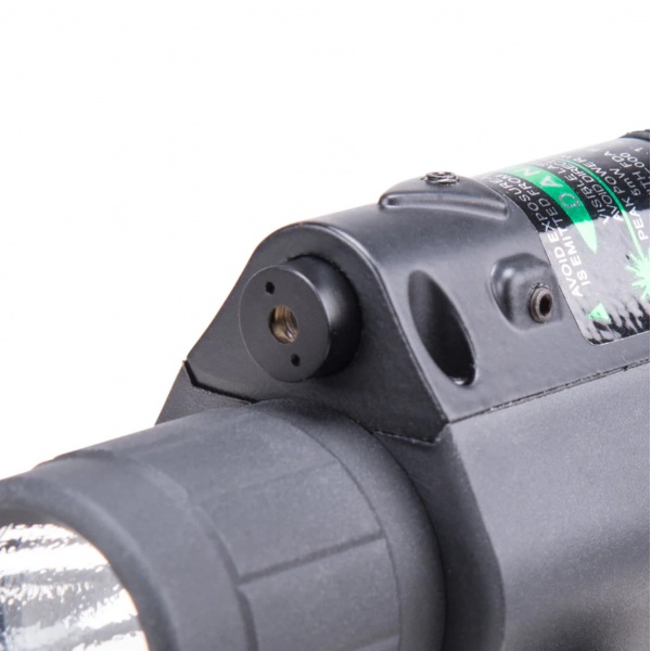 Tactical Flashlight with Laser on 22mm Rail, Green