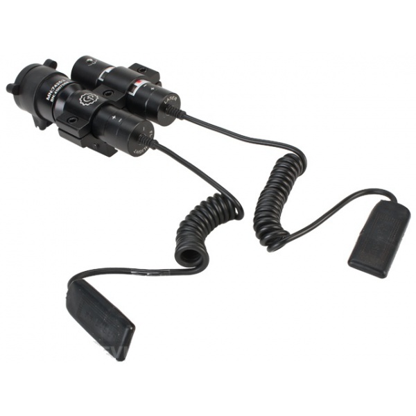 Tactical Flashlight and Red Laser 90 lm on 22 mm Rail