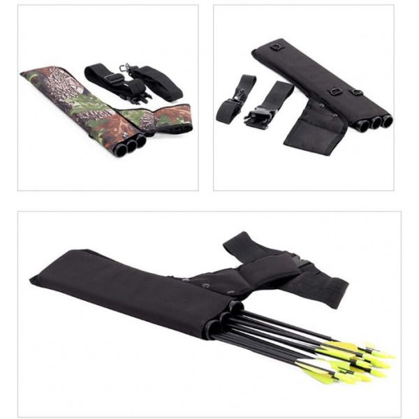 3 Tubes Arrow Quiver with Shoulder Strap black