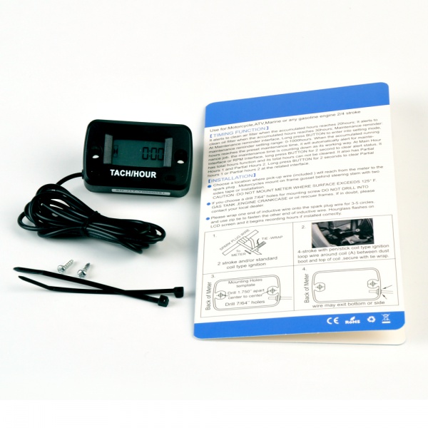 Merač motohodín a otáčok, resetovateľný, vodeodolný